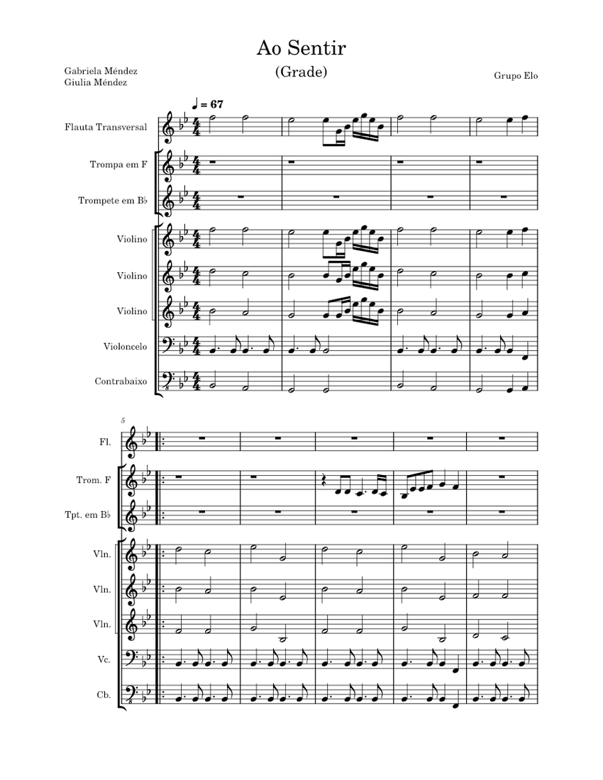 Ao Sentir – Grupo Logos Sheet music for Flute, Trumpet in b-flat ...