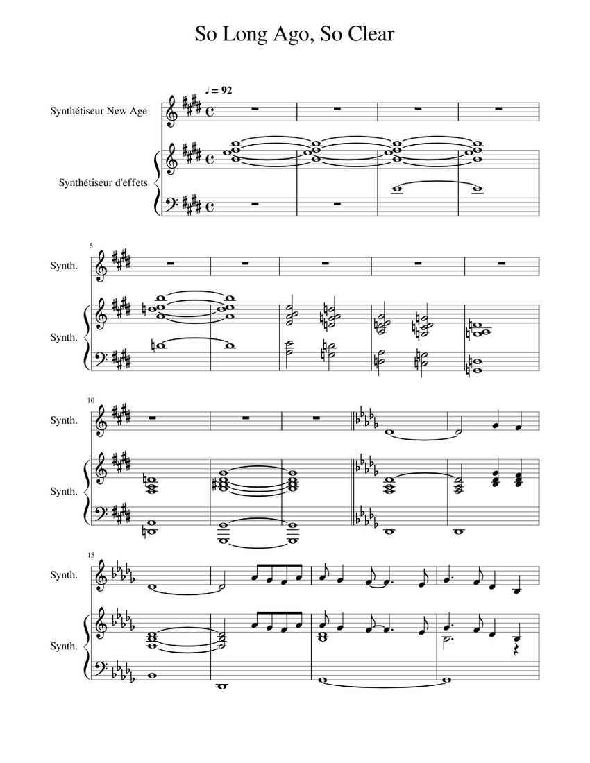 Jon & Vangelis - So Long Ago, So Clear Sheet music for Synthesizer ...