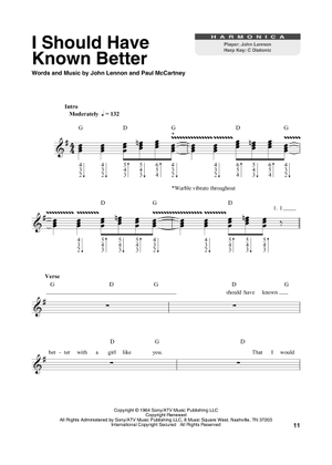 obladi oblada harmonica tabs