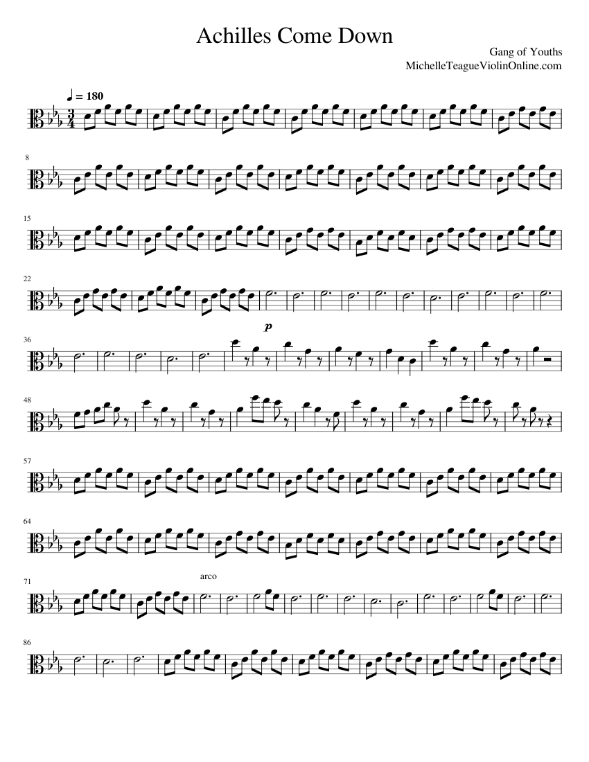 Achilles come down – Gang Of Youths viola Sheet Music for Viola (Solo ...