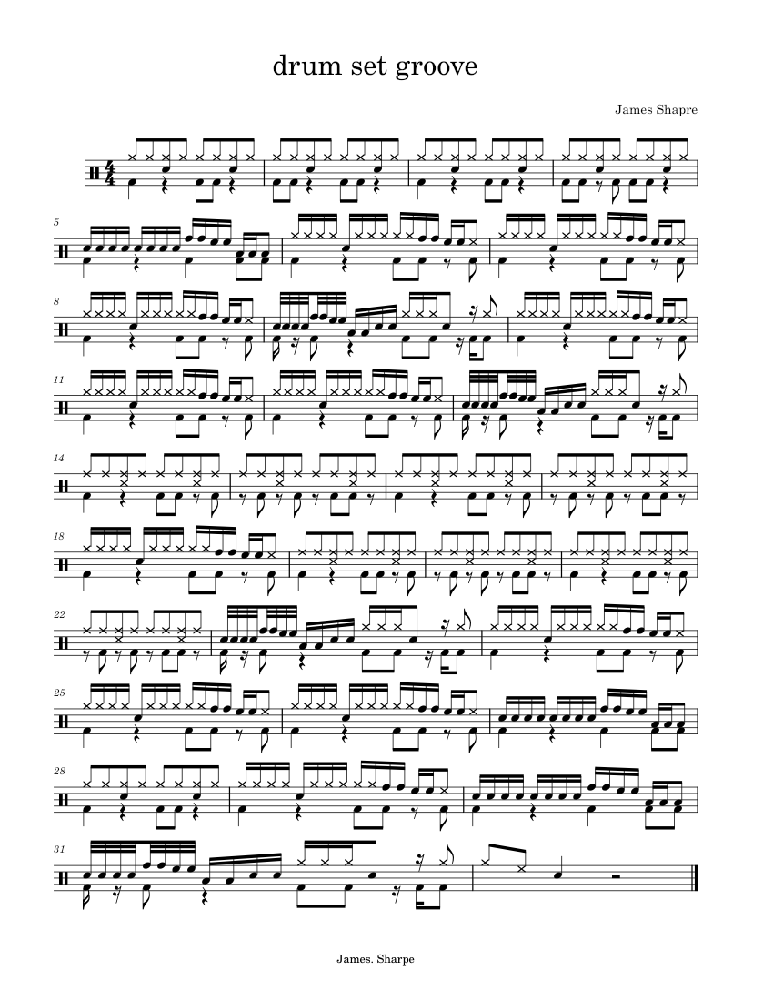 drum set groove Sheet music for Drum group (Solo) | Musescore.com