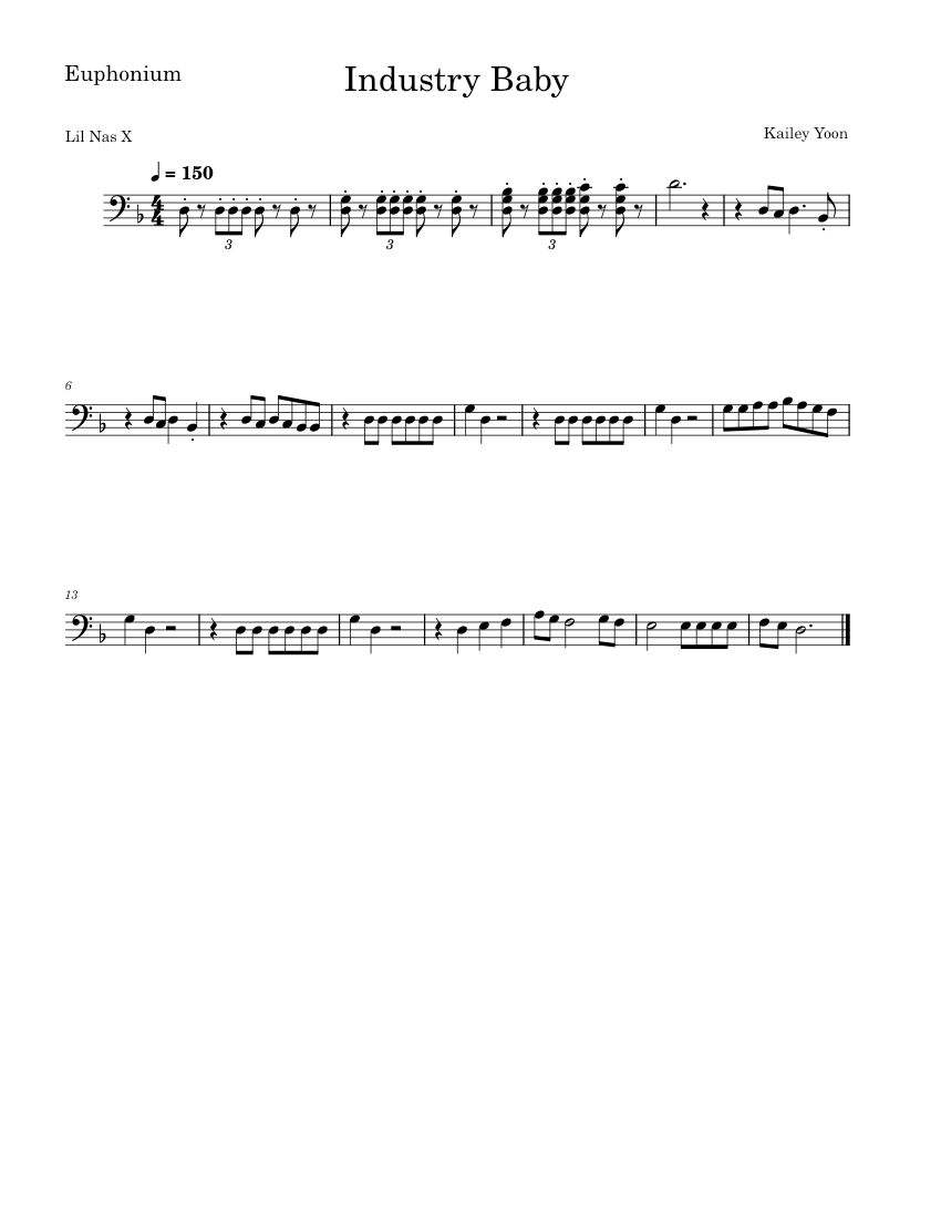 Industry Baby (Euph 1) – Lil Nas X Sheet Music for Baritone horn (Solo ...