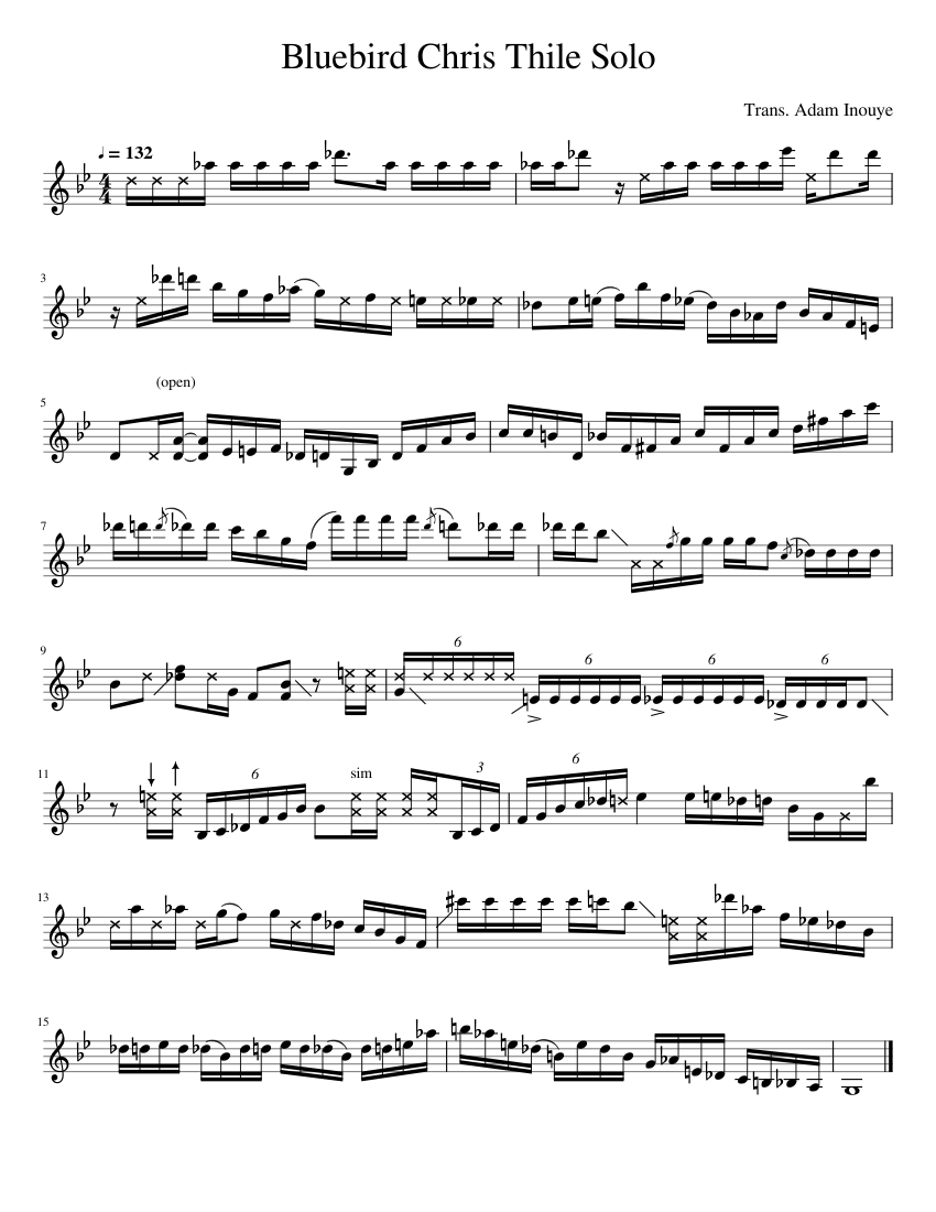 Bluebird- Chris Thile solo transcription Sheet Music for Mandolin (Solo ...