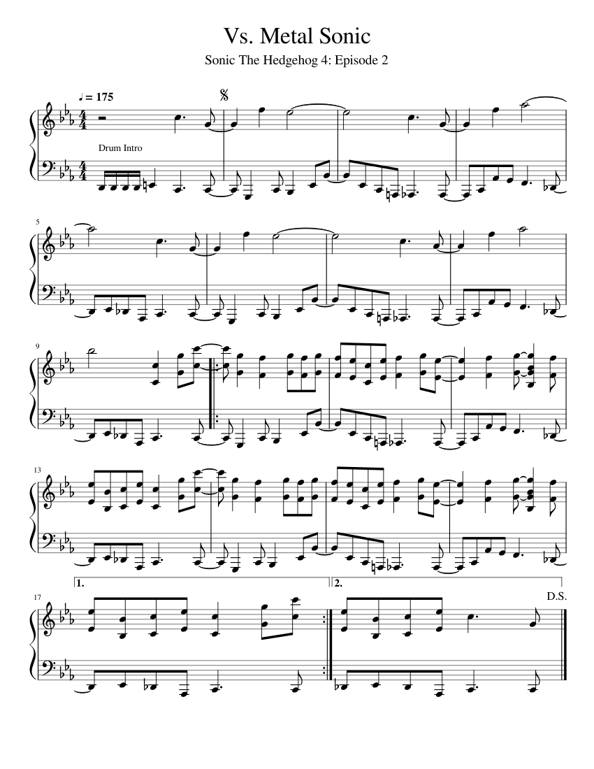Sonic The Hedgehog 4: Episode 2 - Vs. Metal Sonic Sheet Music for Piano ...