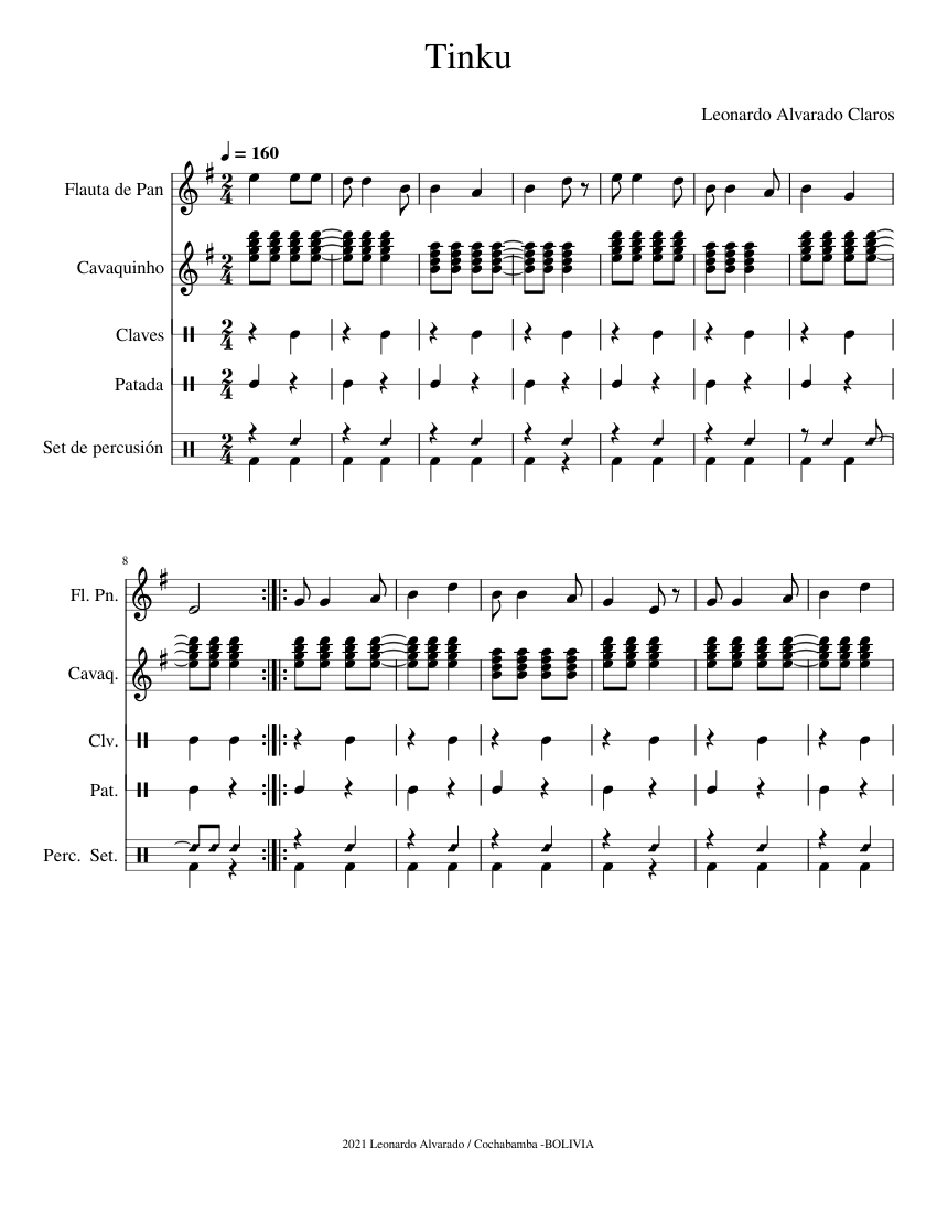 Tinku - Leonardo Alvarado Claros Sheet music for Guitar, Drum group ...