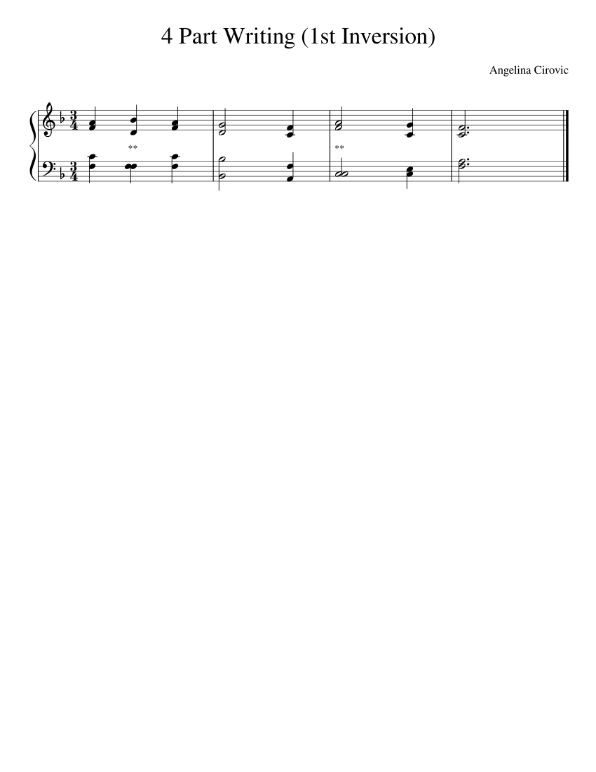 4 Part Writing 1st Inversion Sheet music for Piano (Solo) Easy ...