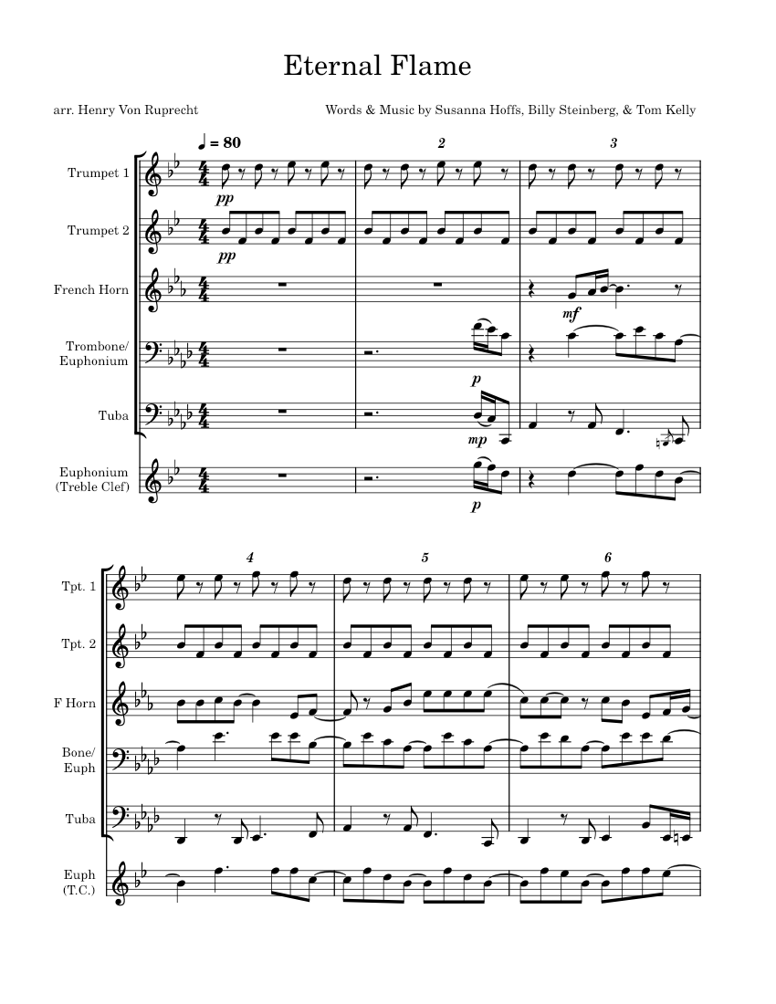 Eternal flame – The Bangles Sheet Music for Trombone, Euphonium, Tuba, Trumpet in b-flat & more ...