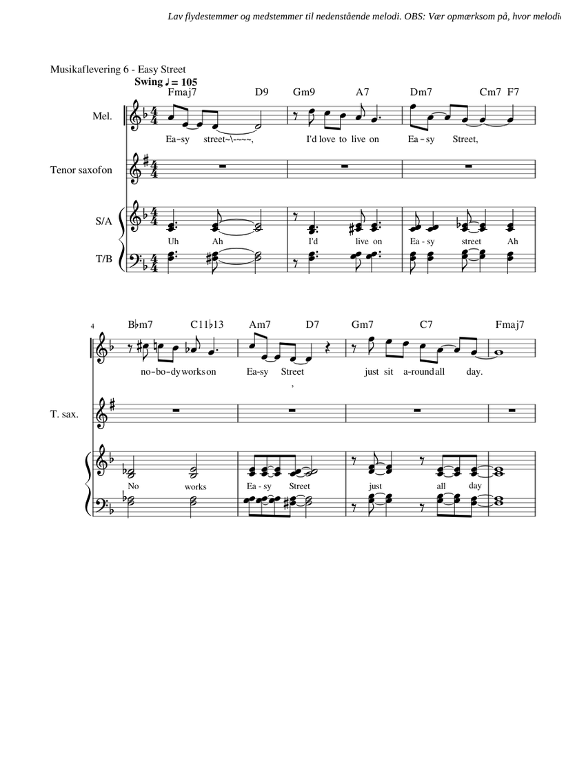 Easy Street - Choral jazz arrangement Sheet music for Piano, Saxophone ...