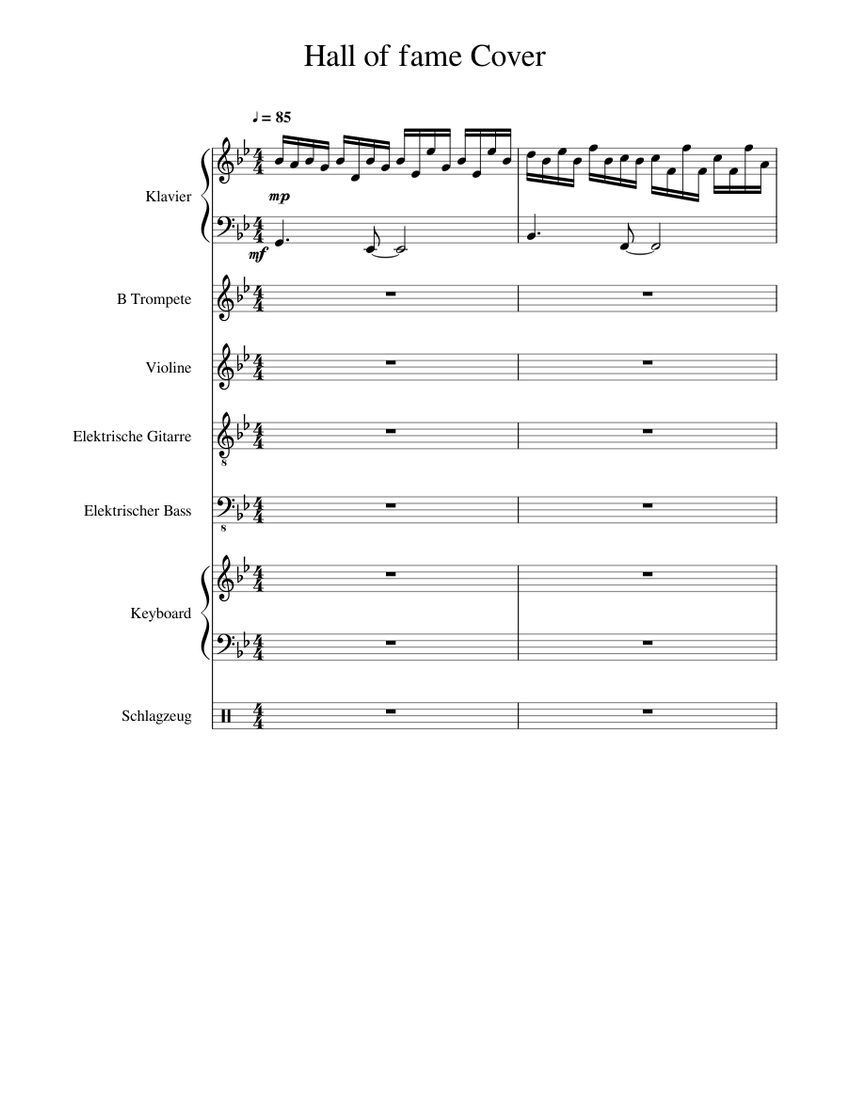 Hall of fame - The Script Sheet music for Piano, Trumpet in b-flat ...
