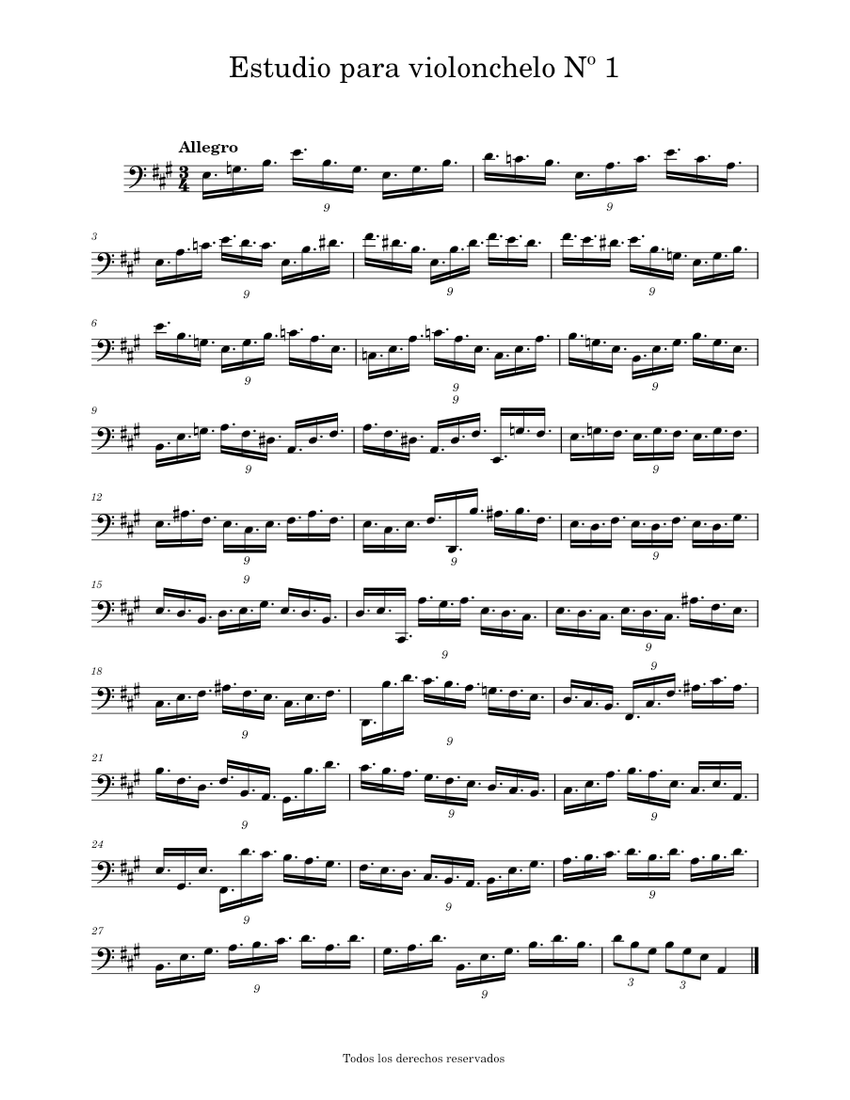 Estudio para violonchelo Nº 1 – A.V Sheet music for Cello (Solo ...