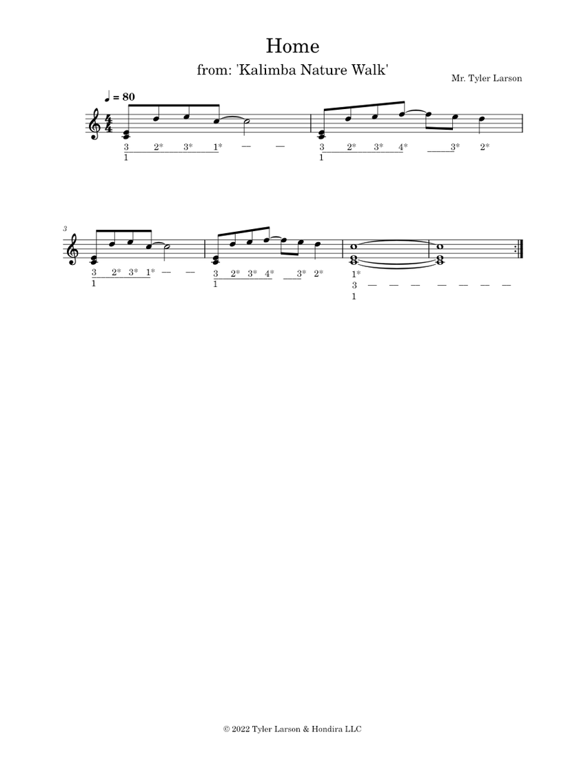 Home by Mr. Tyler Larson Sheet music for Kalimba (Solo) | Musescore.com