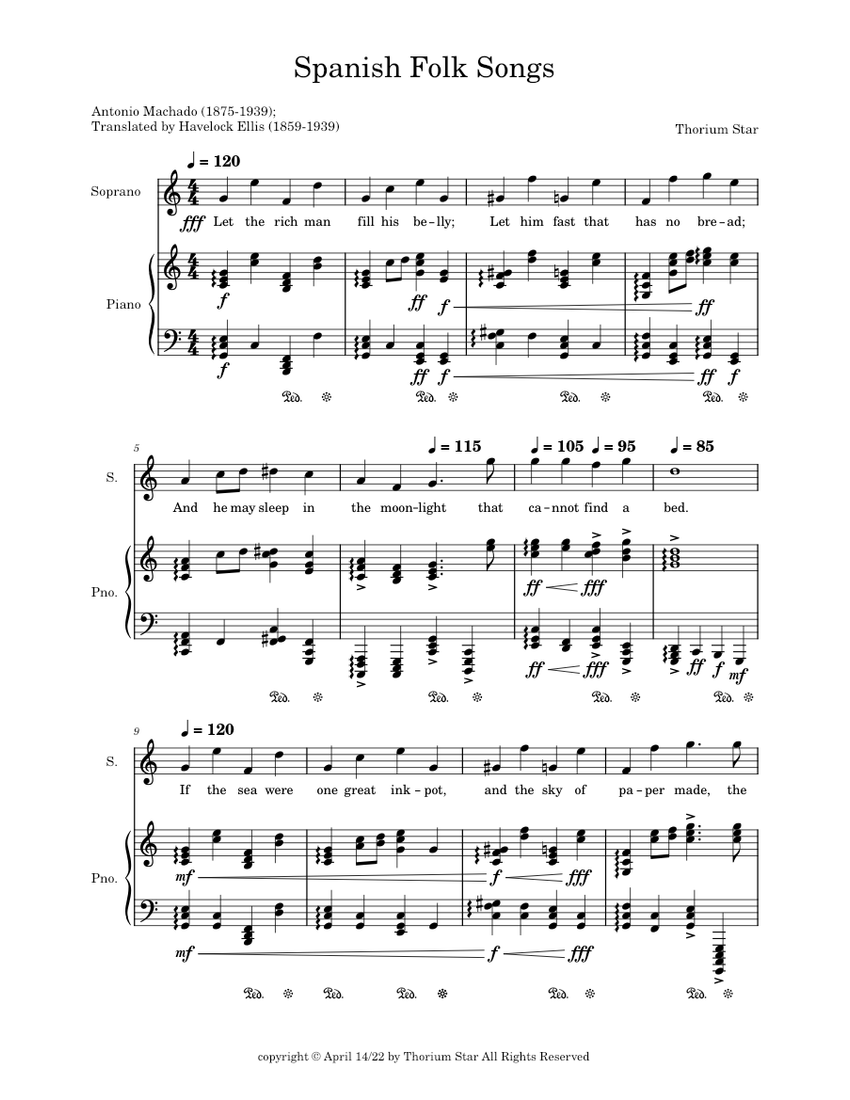 Spanish Folk Songs Sheet music for Piano, Soprano (Piano-Voice ...