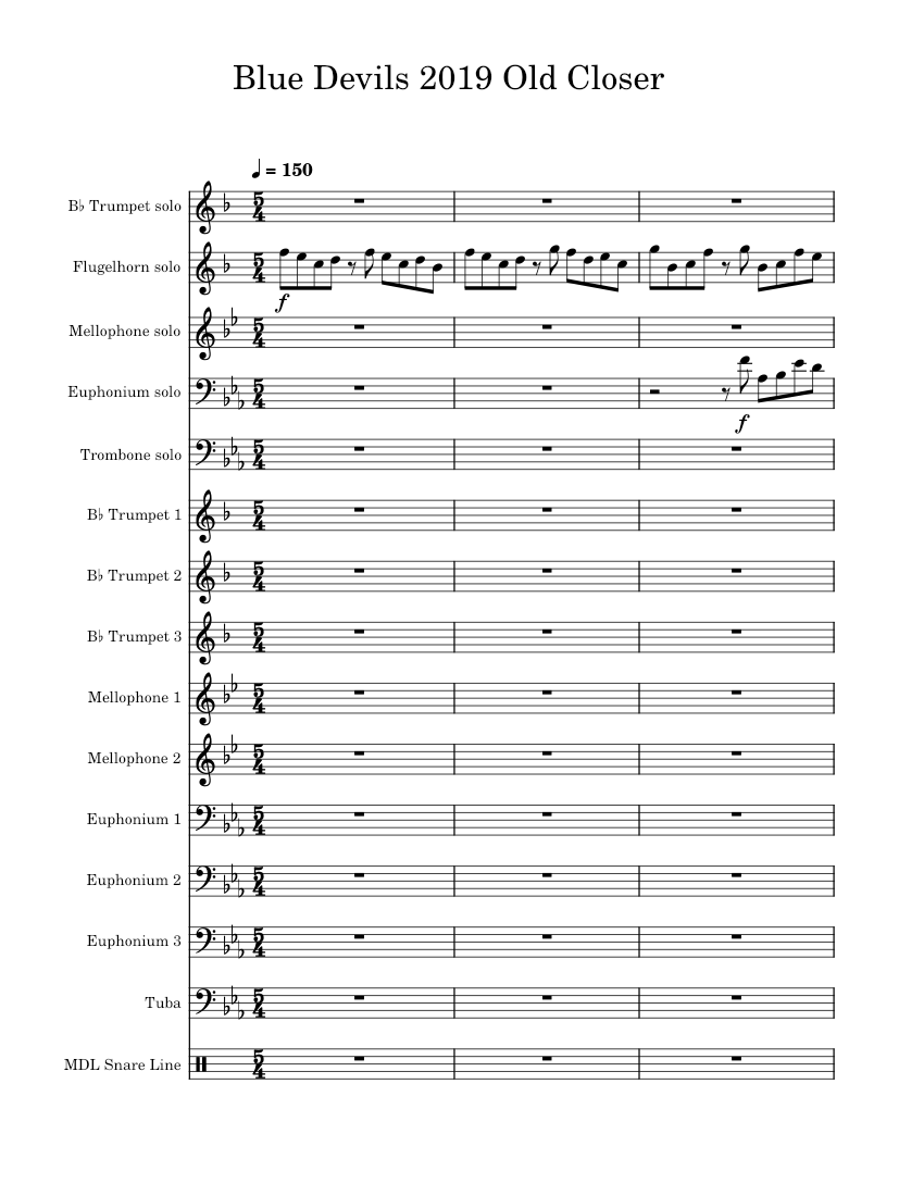 Blue Devils 2019 Old Closer Sheet Music for Trombone, Euphonium, Tuba ...