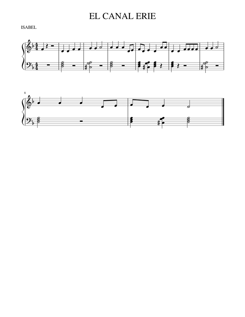EL CANAL ERIE Sheet music for Piano (Solo) Easy | Musescore.com