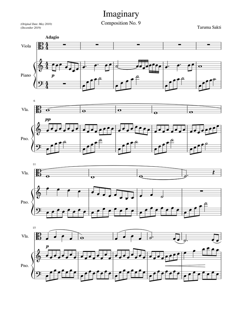 Imaginary Sheet music for Piano, Viola (Solo) | Musescore.com