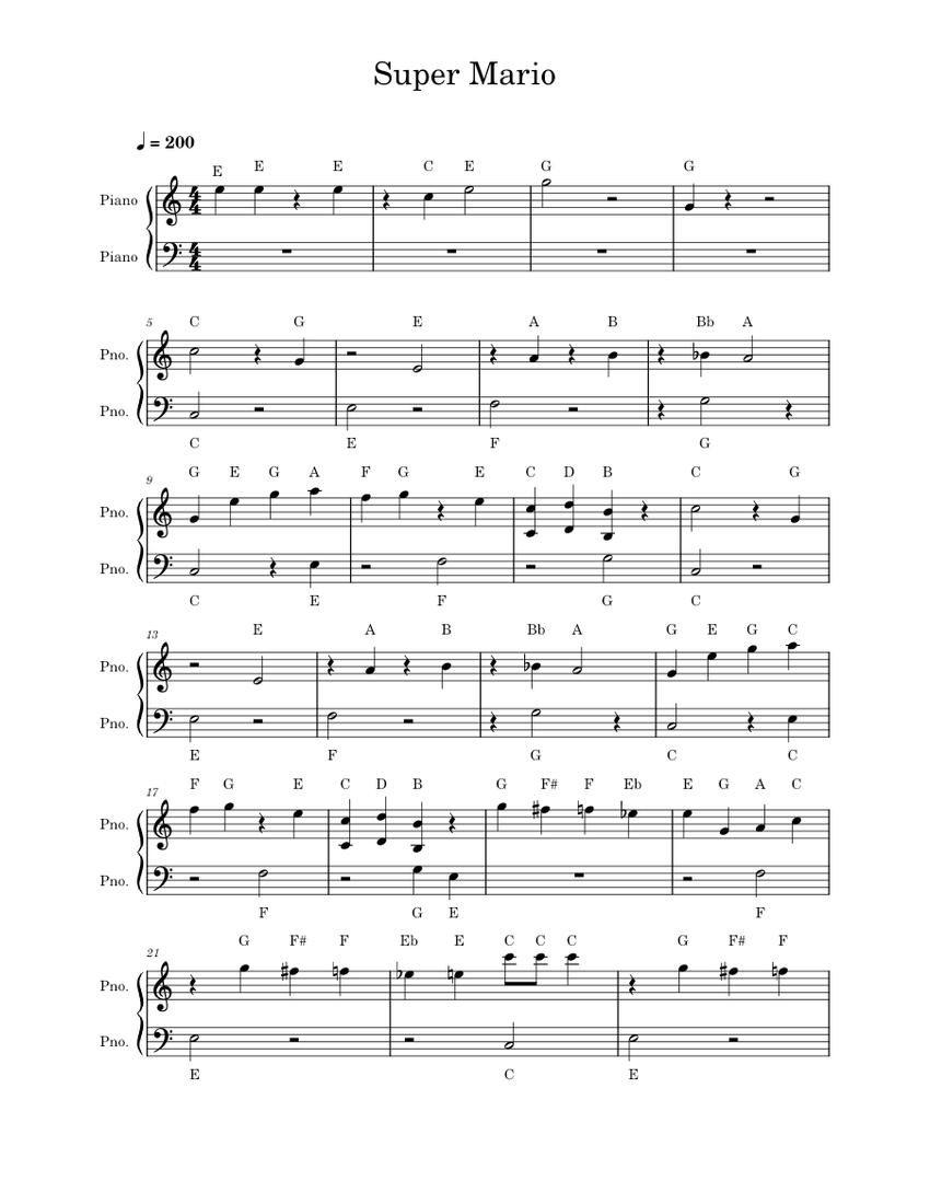 Super Mario Sheet music for Piano (Piano Duo) | Musescore.com