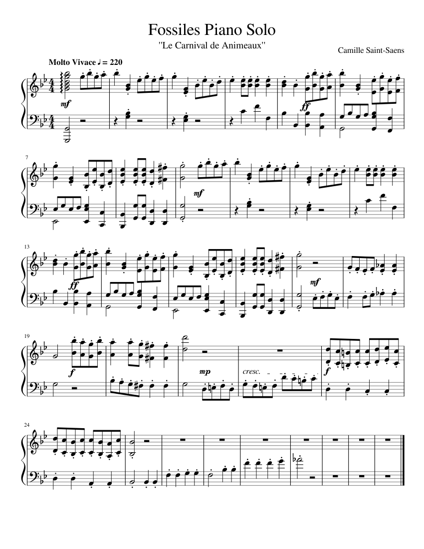 The Fossils | Piano Solo arr. (UNFINISHED) Sheet Music for Piano (Solo ...
