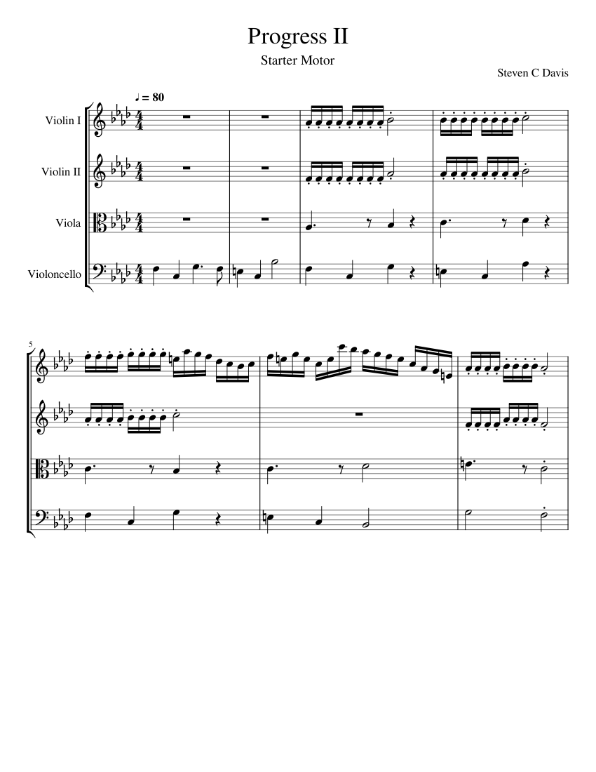 Progress II Sheet music for Violin, Viola, Cello (String Quartet) | Musescore.com