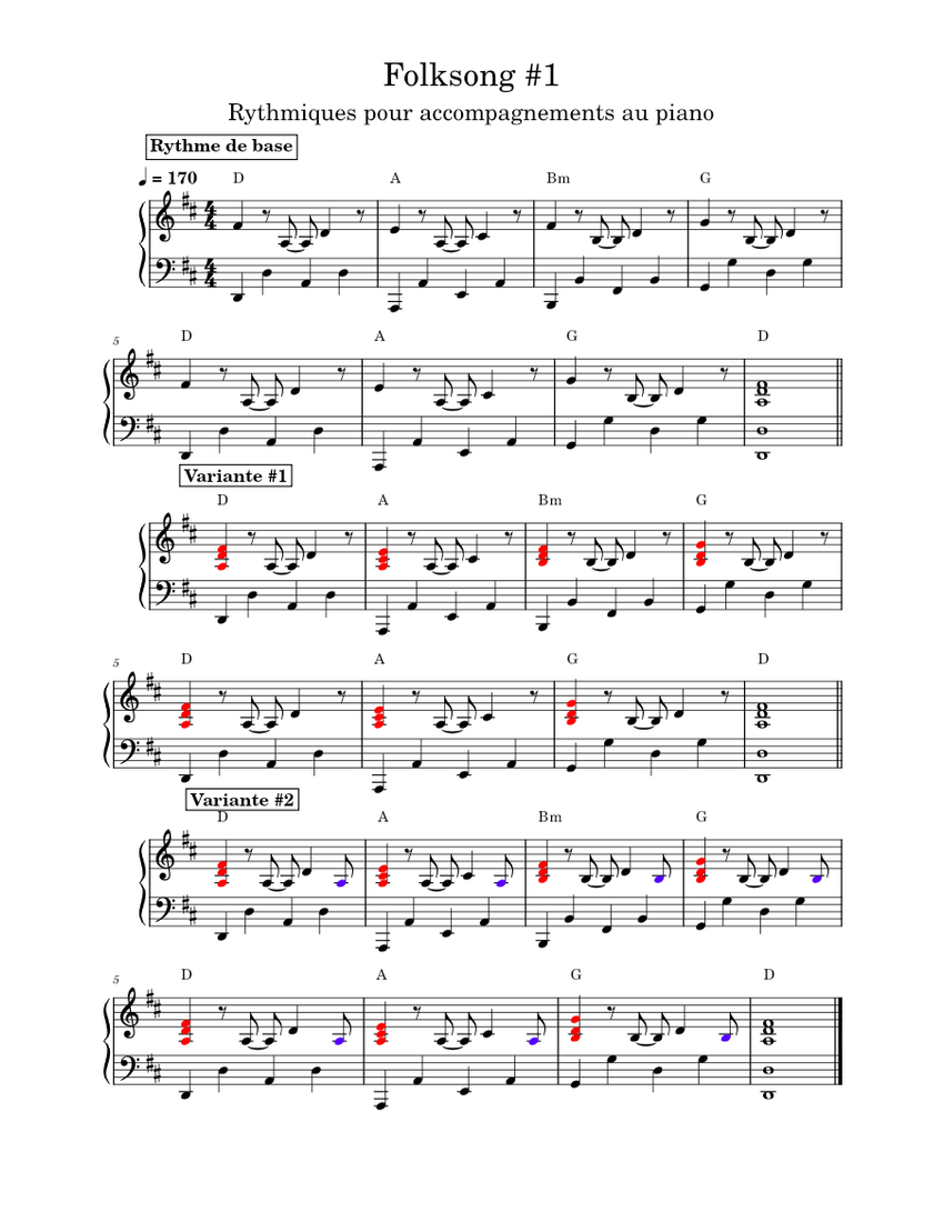 Folksong #1 Sheet Music with Chords for Piano (Solo) easy | MuseScore.com