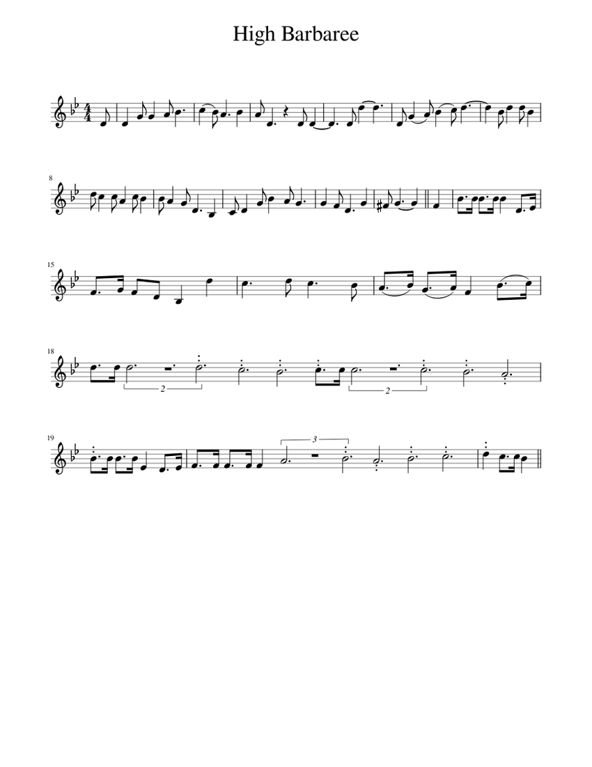 High Barbaree Sheet music for Piano (Solo) Easy | Musescore.com