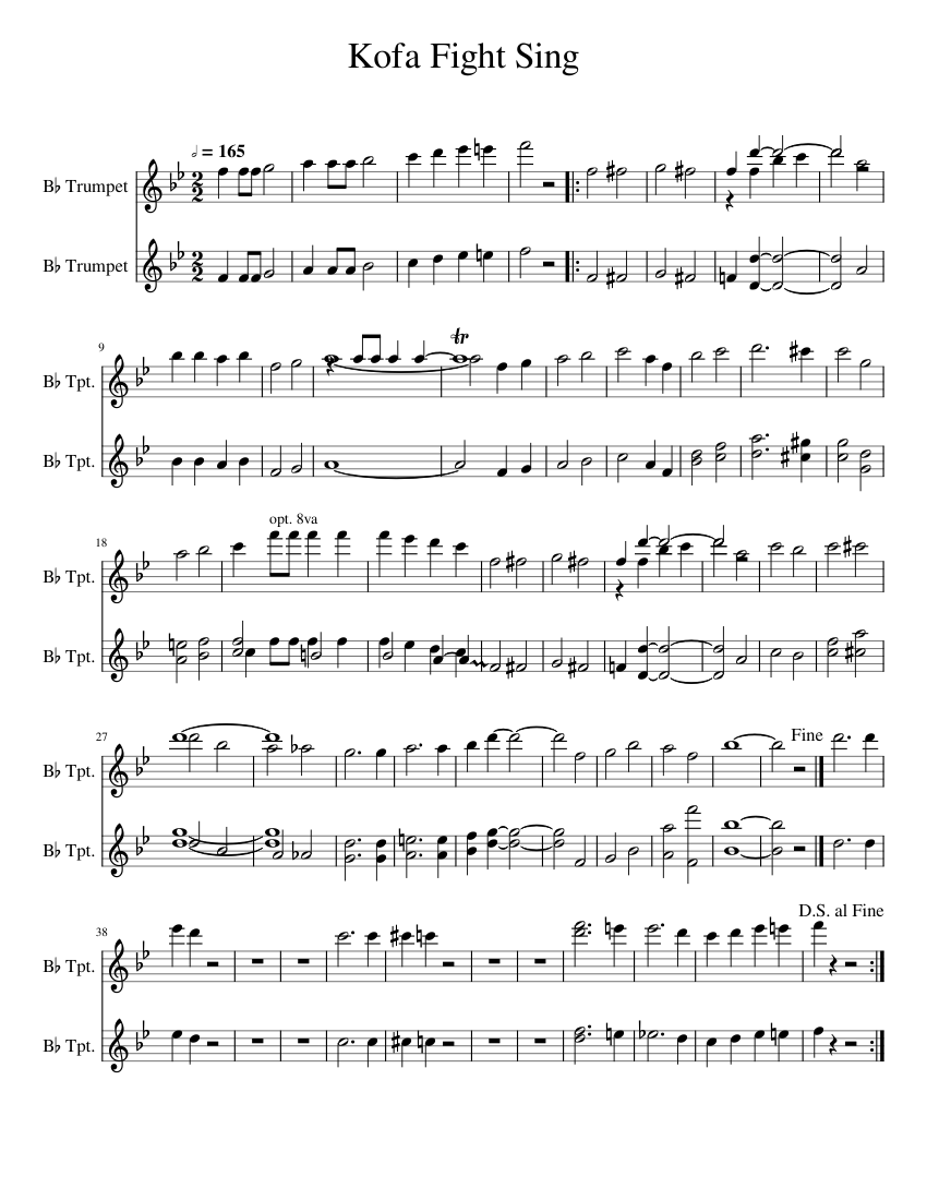 Kofa Fight Sing Sheet music for Trumpet in b-flat (Brass Duet ...