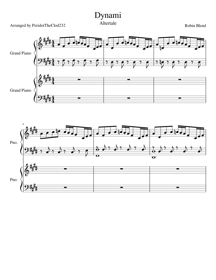 Dynami (Altertale) Sheet Music for Piano (Piano Duo) | MuseScore.com