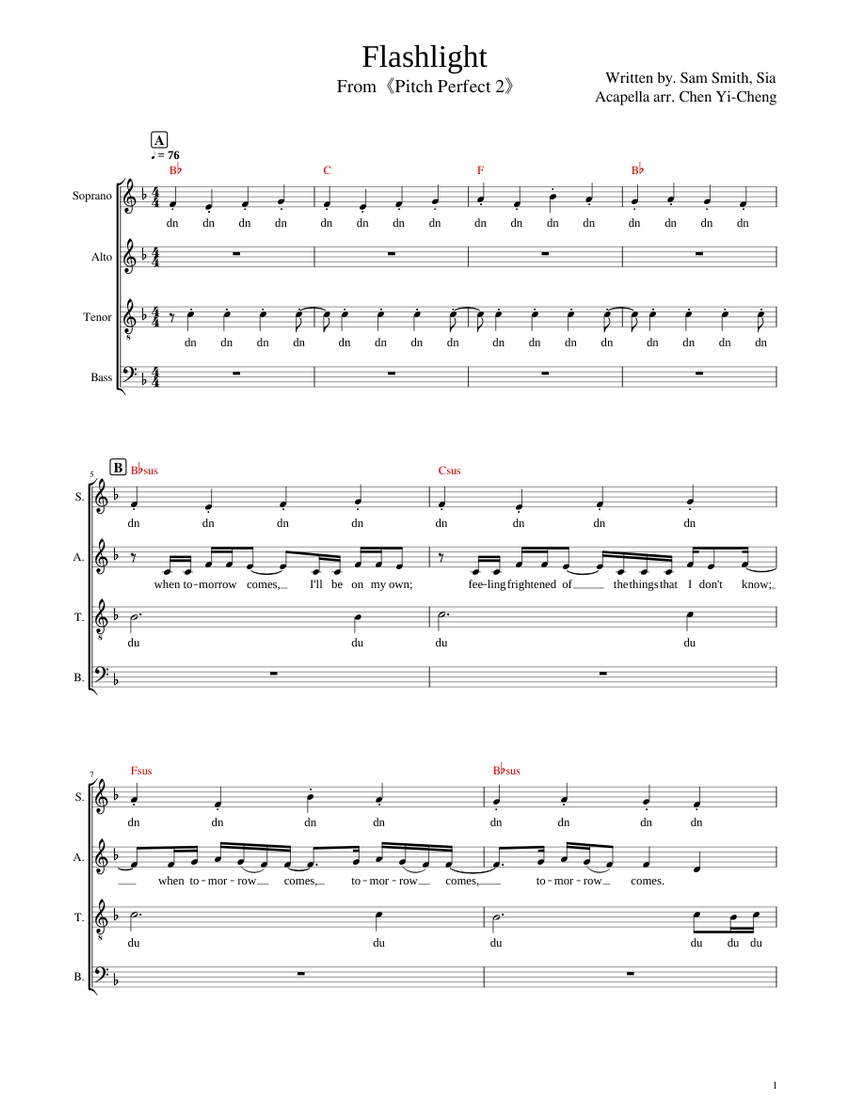 Flashlight SATB (A cappella) Sheet music for Soprano, Alto, Tenor, Bass ...