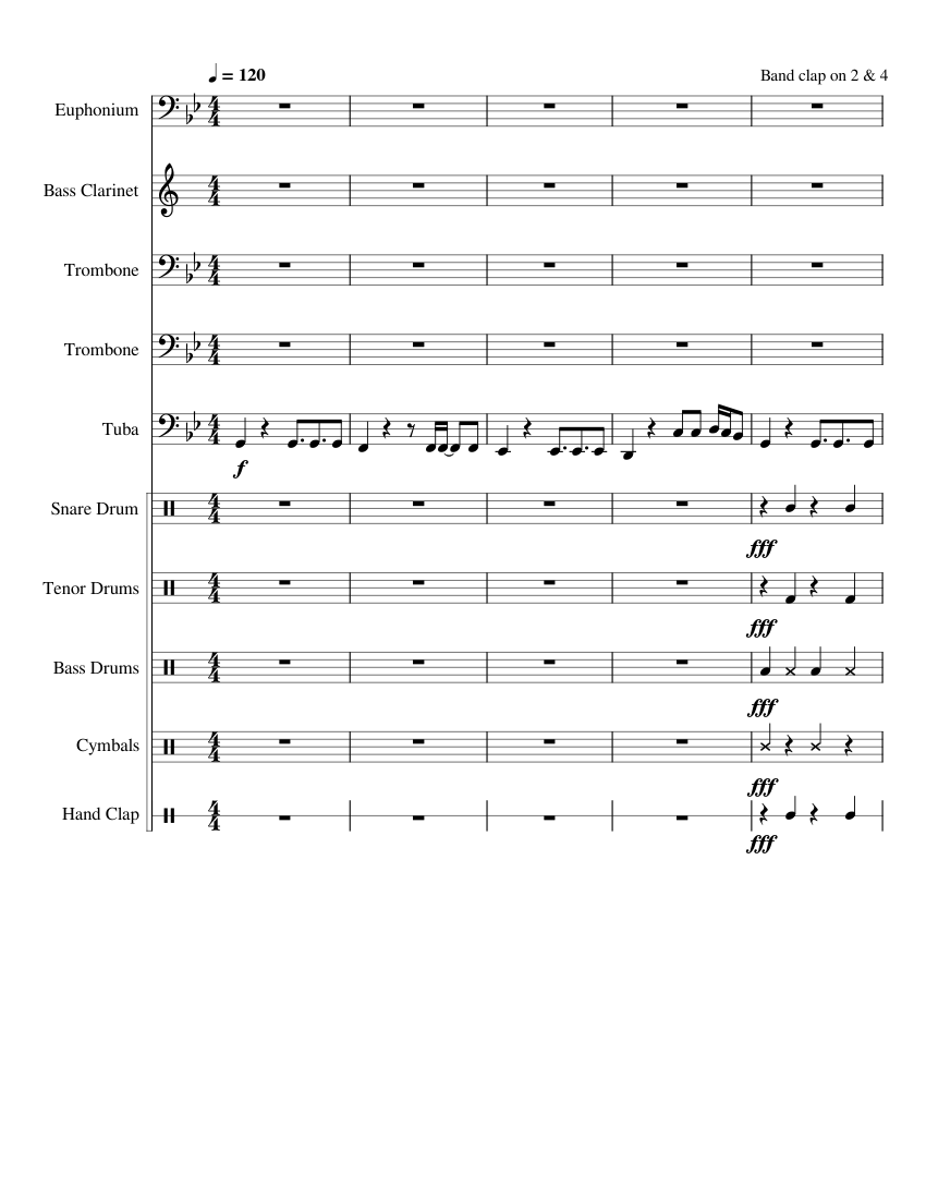 sonic_boom Sheet music for Trombone, Euphonium, Tuba, Clarinet bass ...