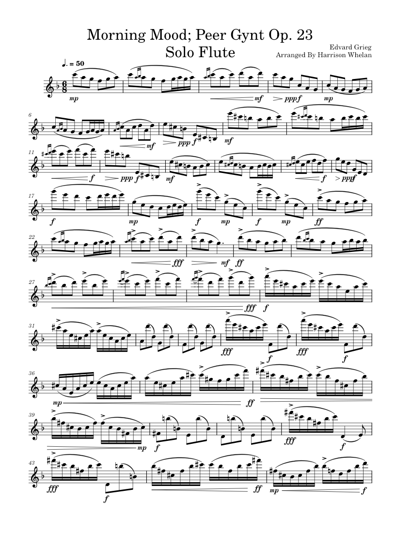 Morning Mood Solo Flute Sheet Music for Flute (Solo) | MuseScore.com