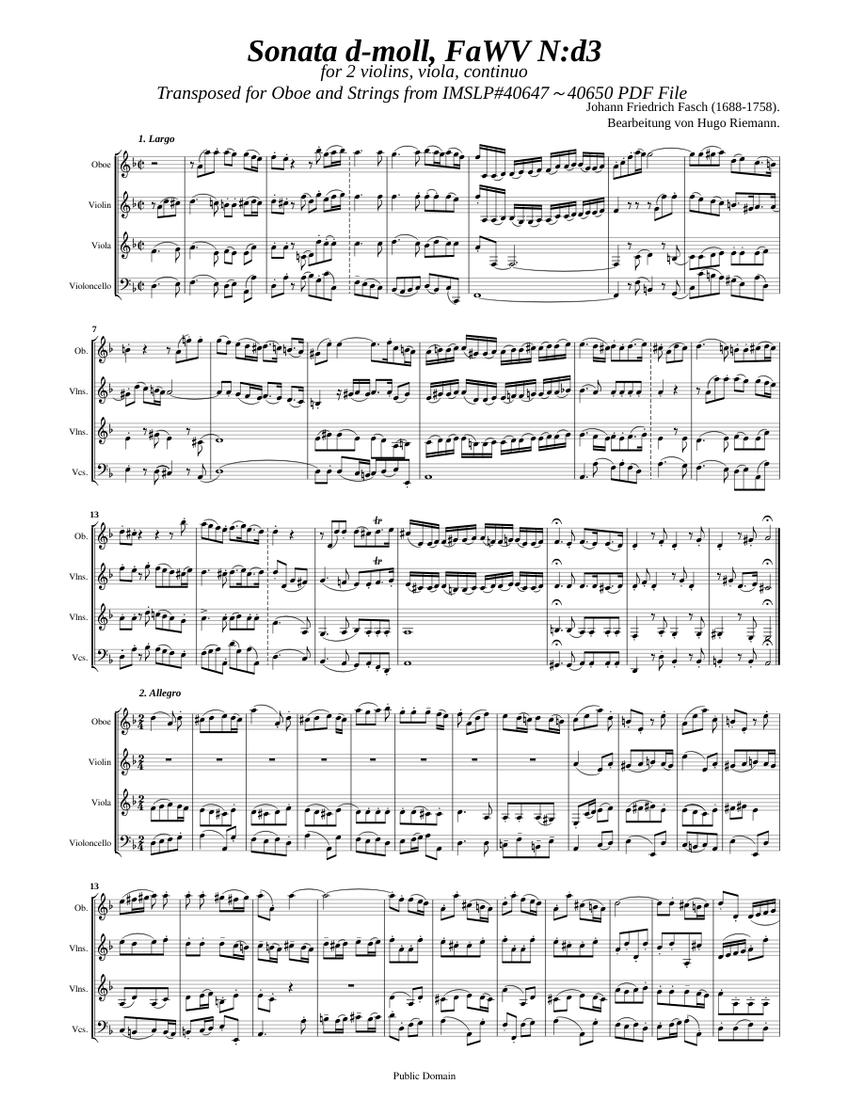 Fasch, J. F. _ Sonata d-moll, FaWV N:d3 [Oboe, Violin, Viola ...