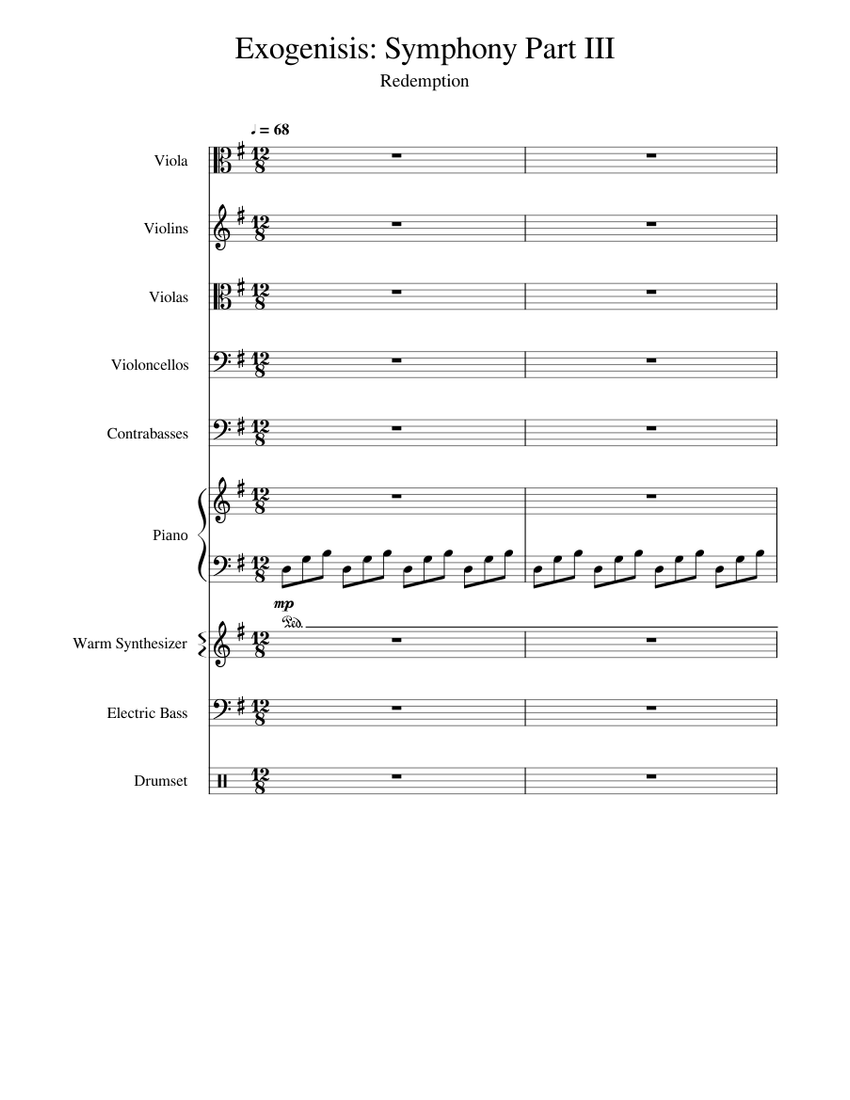 Exogenesis: Symphony, Part 3 (Redemption) Sheet Music for Piano, Viola ...