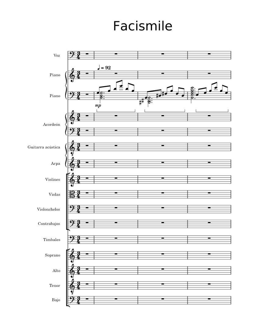 Facsimile – Fyedell Clockwork Sheet music for Piano, Soprano, Alto ...