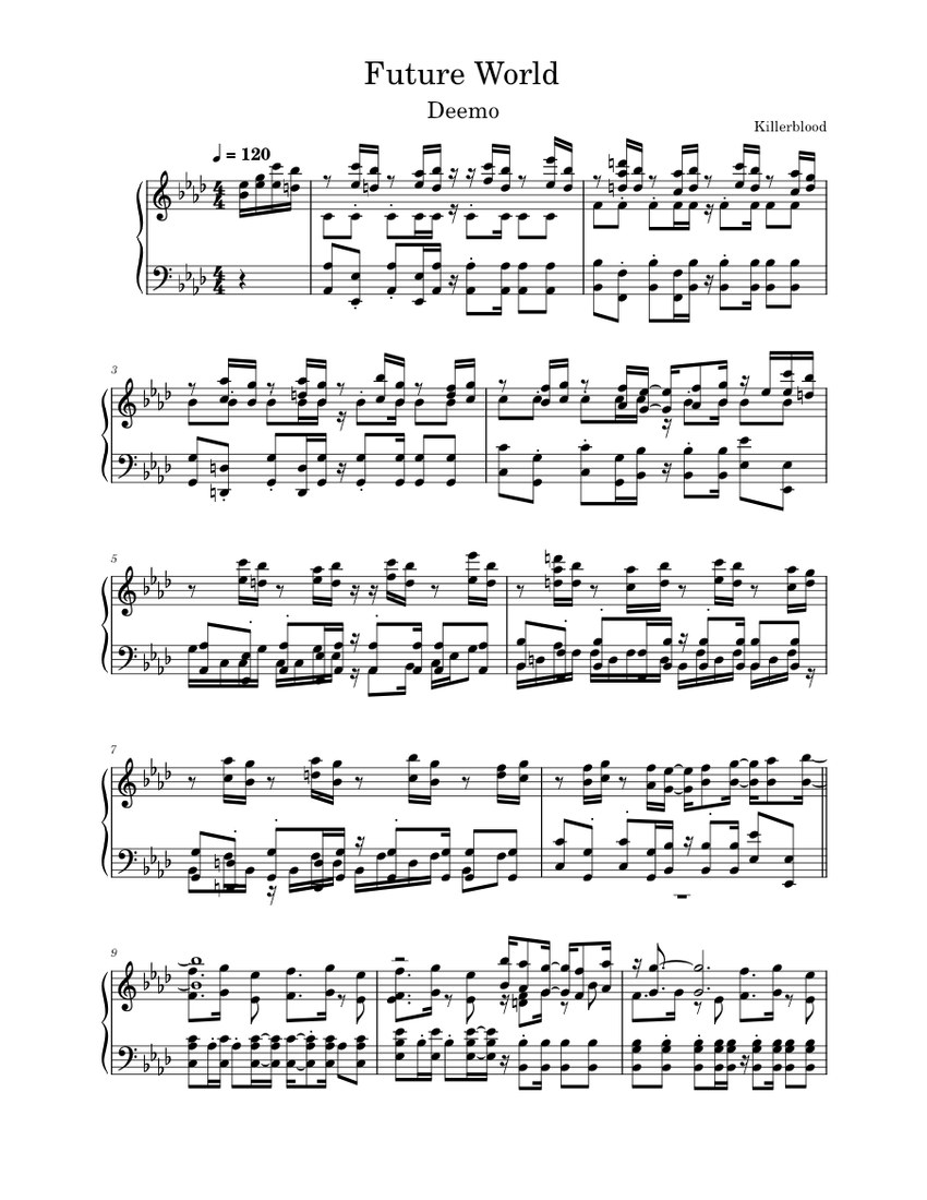 Future World - Killerblood (Deemo) (incomplete) Sheet music for Piano ...