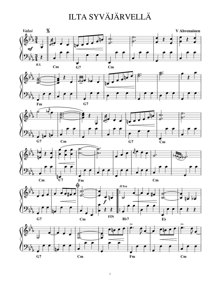 ILTA SYVÄJÄRVELLÄ Sheet music for Accordion (Solo) | Musescore.com