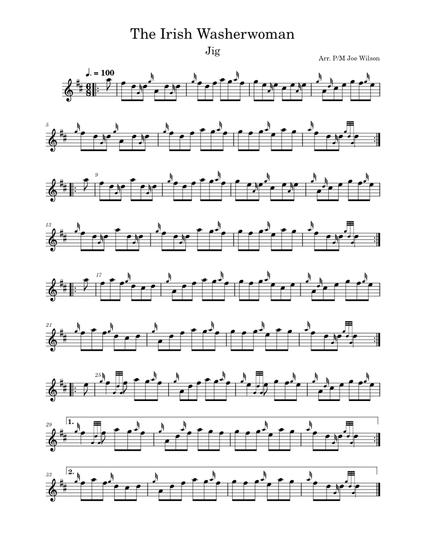 The irish washerwoman – Misc Traditional Sheet music for Pipes (Solo ...