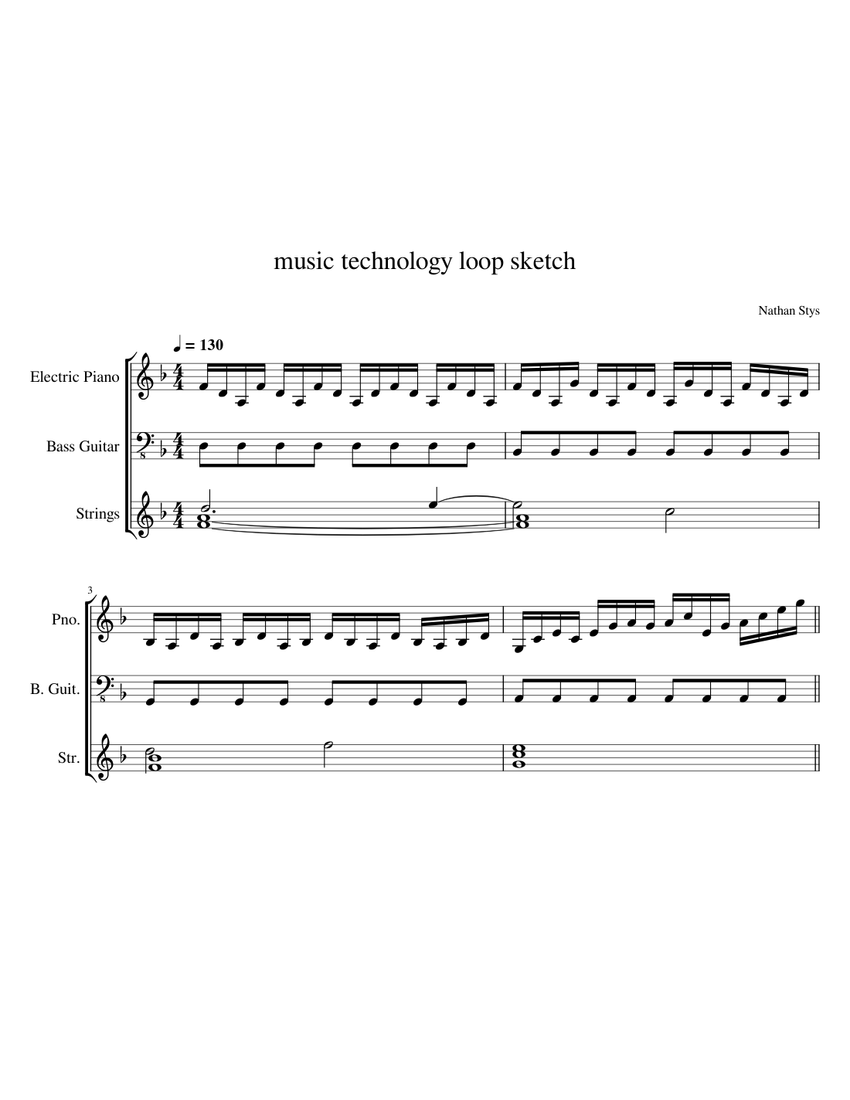 Music Technology: Loop Sketch Sheet music for Flute, Crash, Bass guitar ...