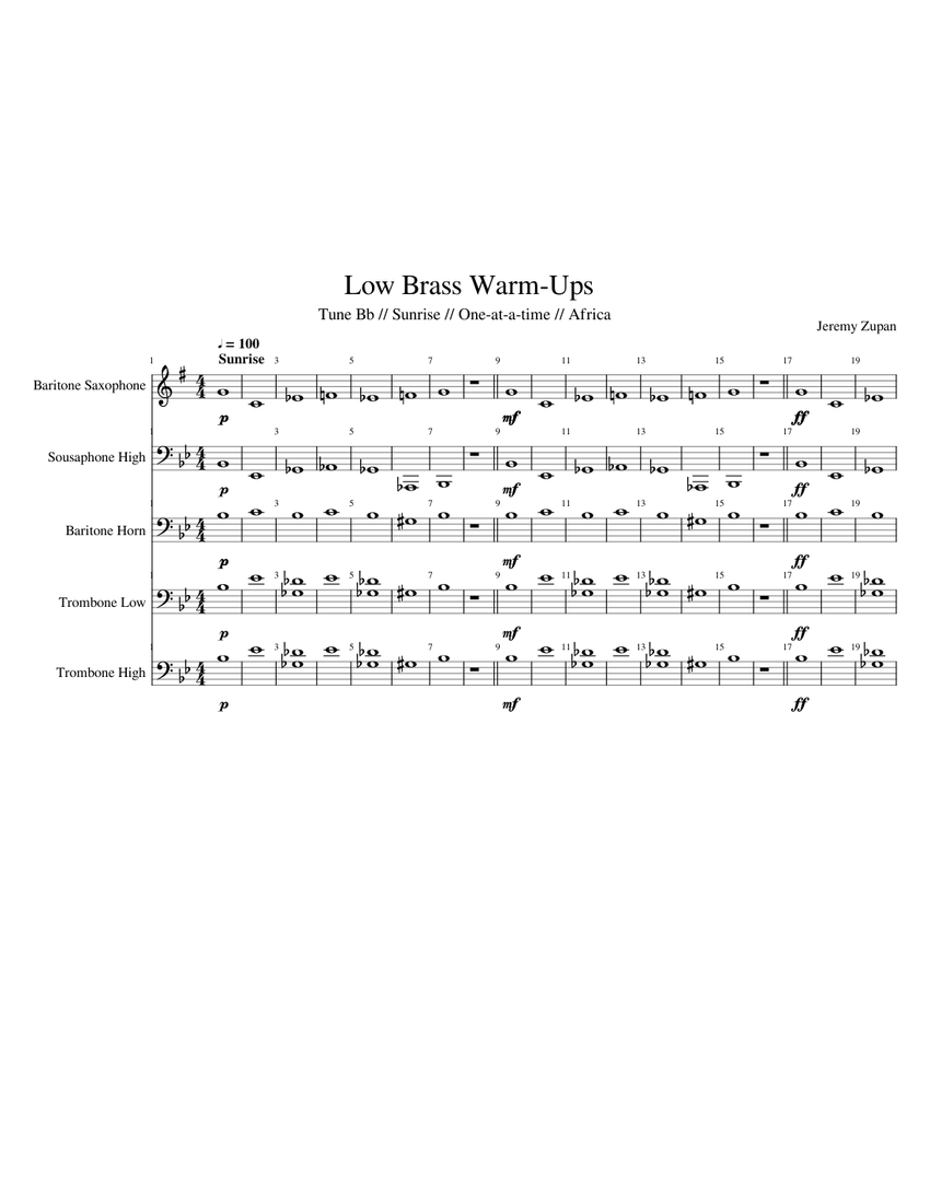 Low Brass Warm Ups Sheet music for Trombone, Saxophone baritone ...