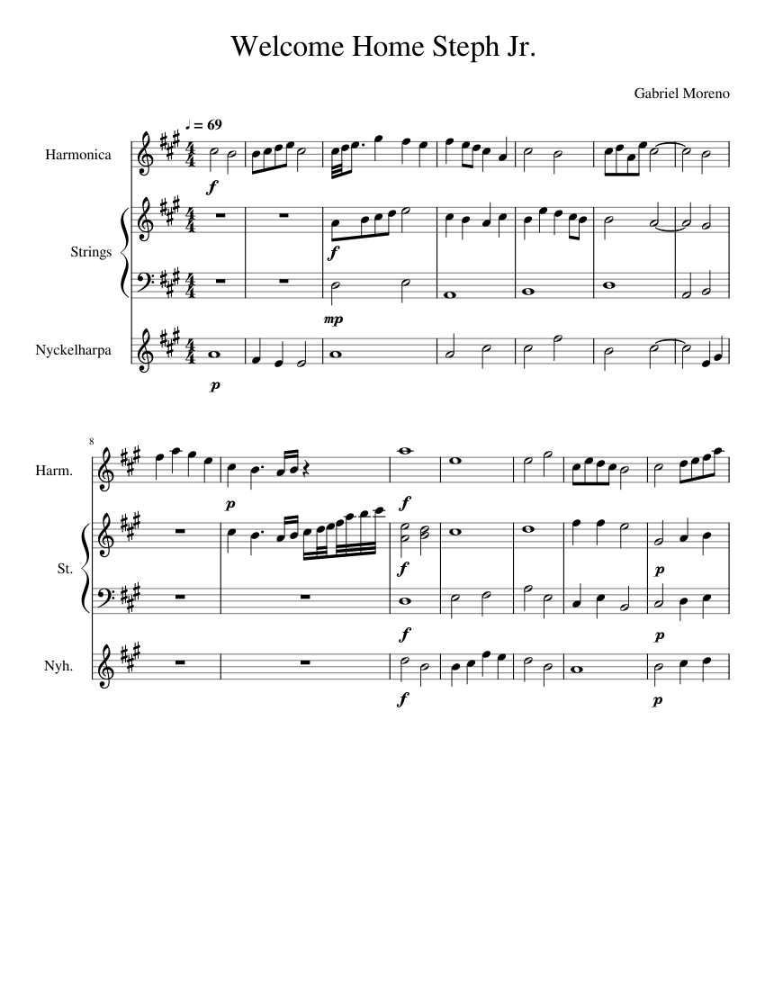 Welcome Home Steph Jr. Sheet music for Strings group, Harmonica ...