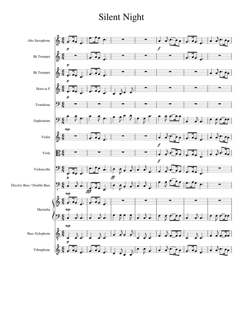 Silent Night Sheet music for Trombone, Euphonium, Saxophone alto ...