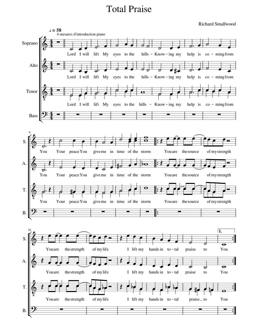 Total Praise Sheet music for Soprano, Alto, Tenor, Bass voice (Choral ...