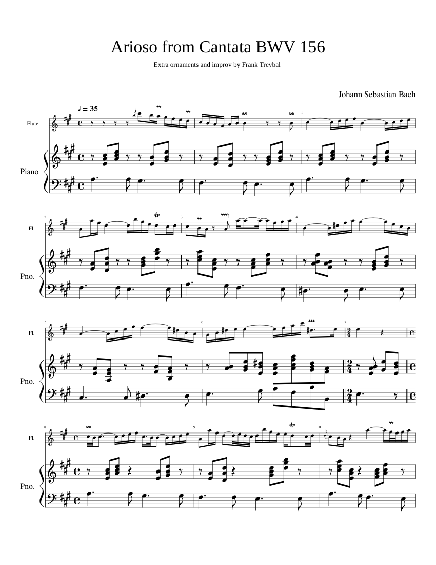 Bach Arioso from Cantata BWV 156 with improv. Sheet Music for Piano ...