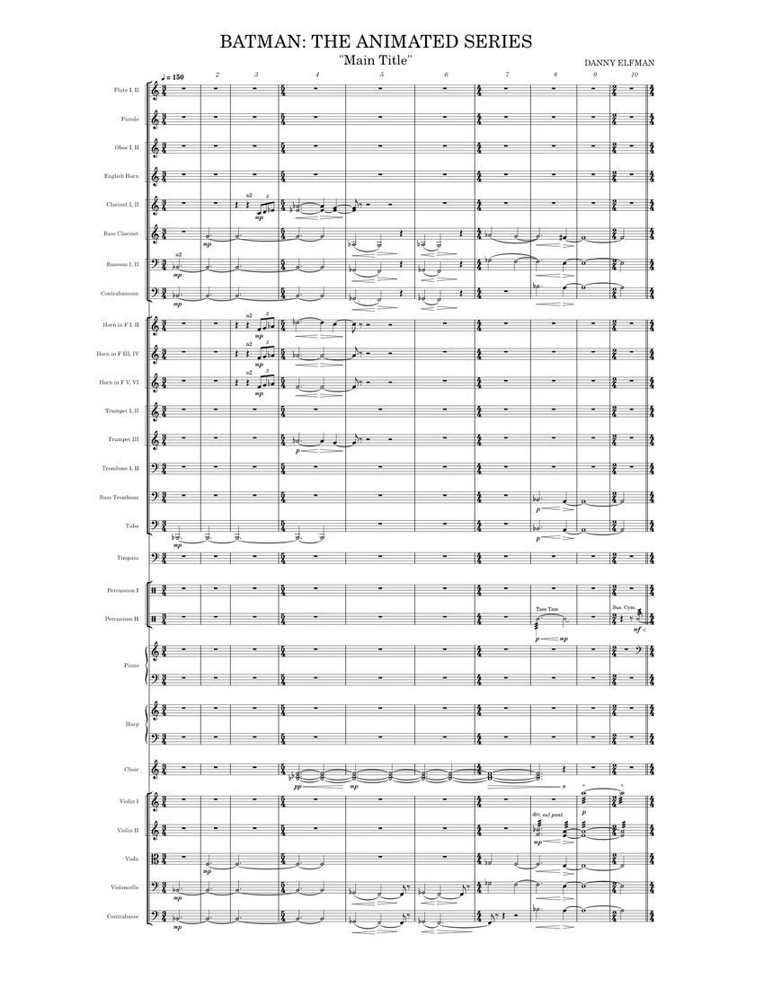 Batman: The Animated Series Main Theme (Orchestra Transcription) Sheet ...