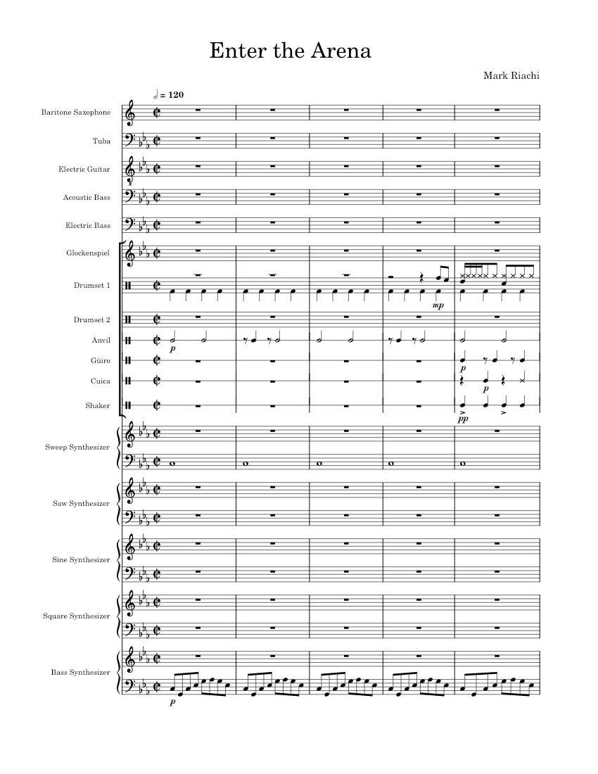 Enter the Arena Sheet music for Tuba, Saxophone baritone, Glockenspiel ...