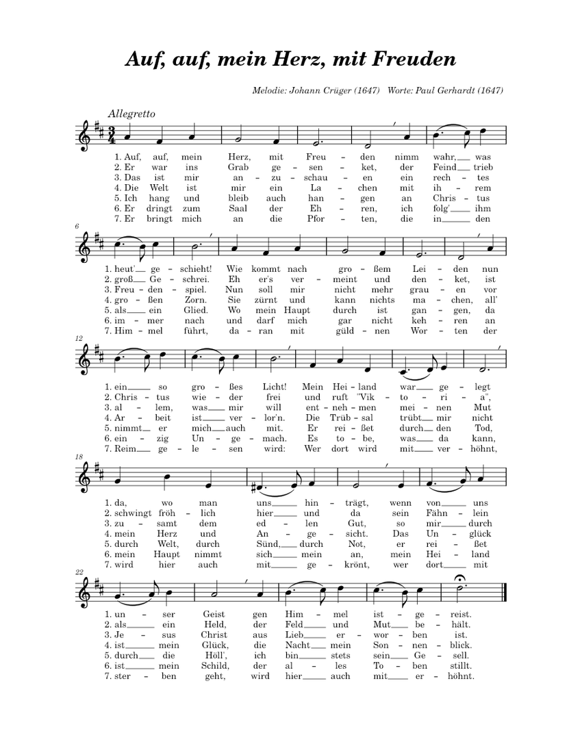 Auf, auf, mein Herz, mit Freuden Sheet music for Piano (Solo ...