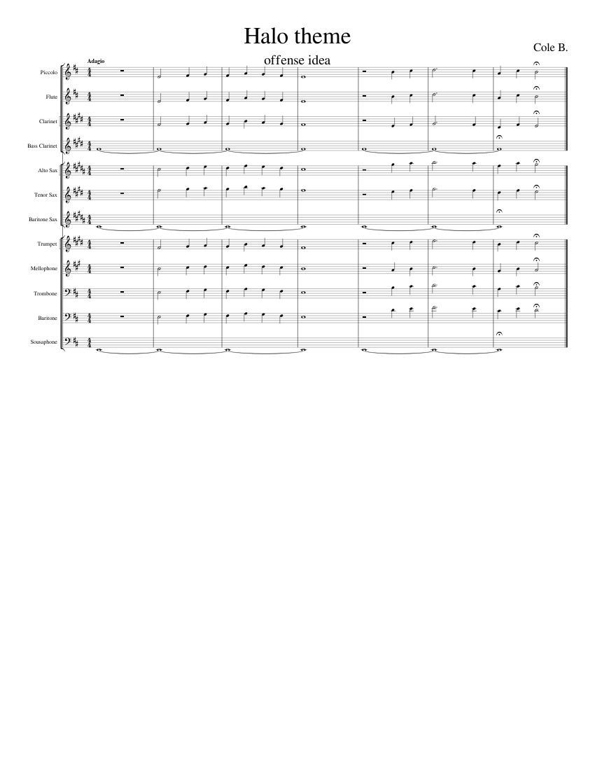 Halo theme Sheet music for Trombone, Tuba, Flute piccolo, Flute & more ...