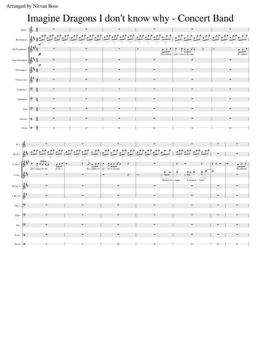 Imagine Dragons I Don't Know Why - Concert Band Sheet music for ...
