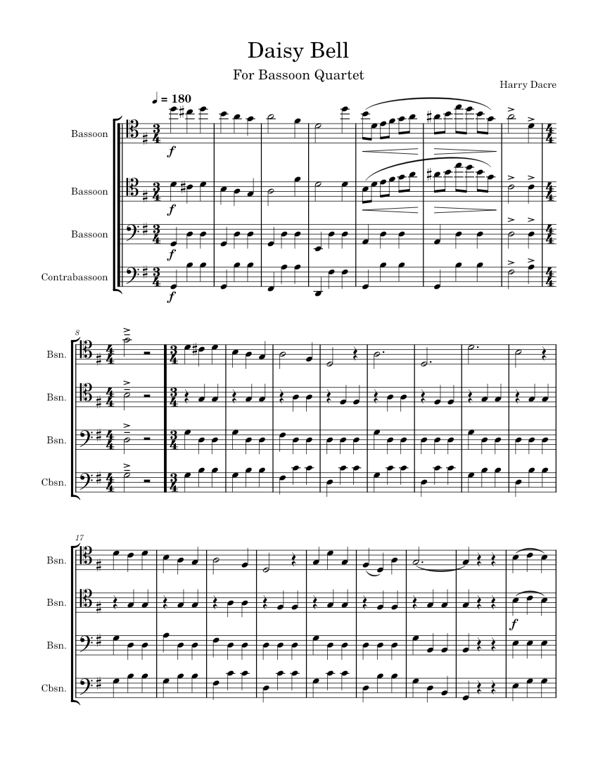 Daisy Bell – Misc tunes Sheet Music | MuseScore.com
