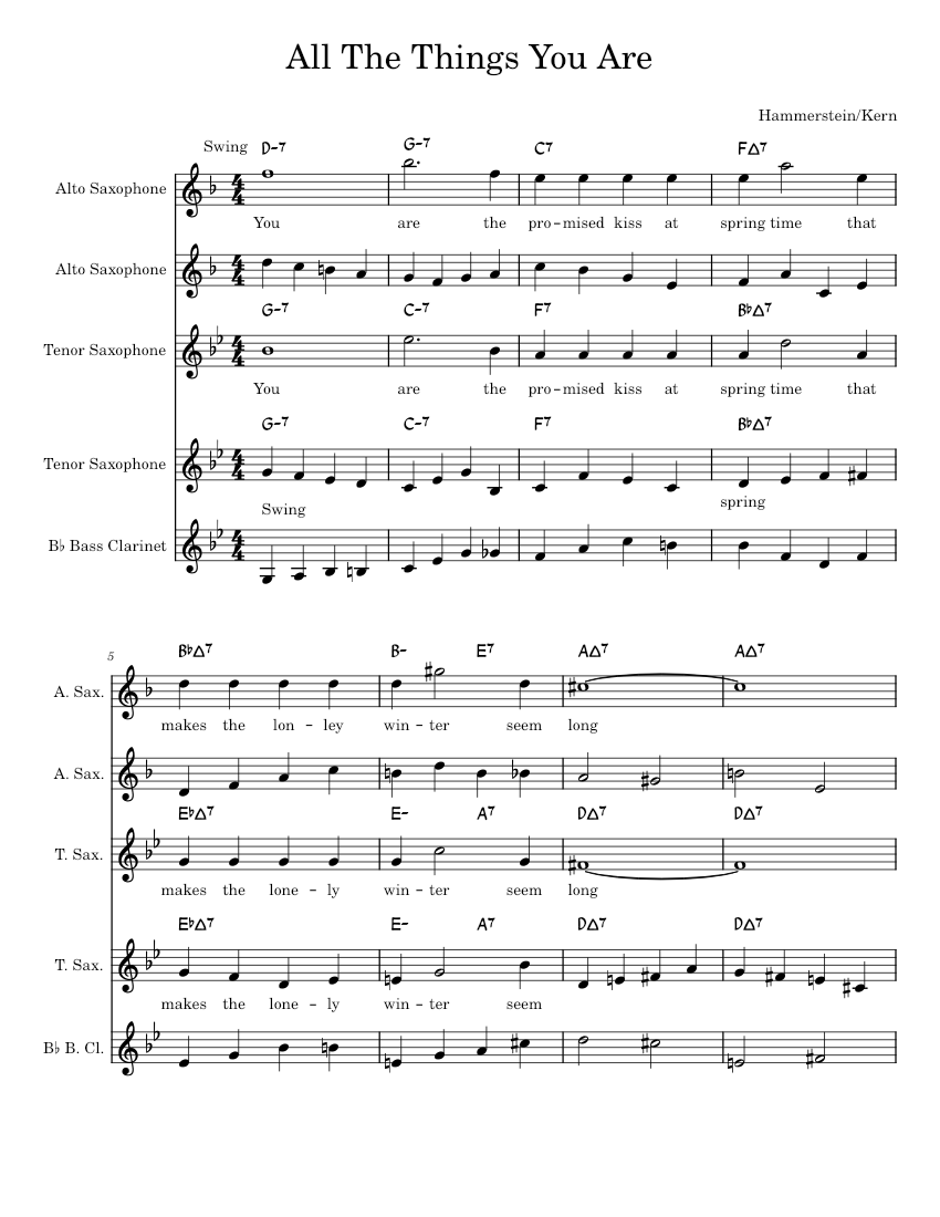 All the things you are – Jerome Kern Sheet music for Clarinet bass ...