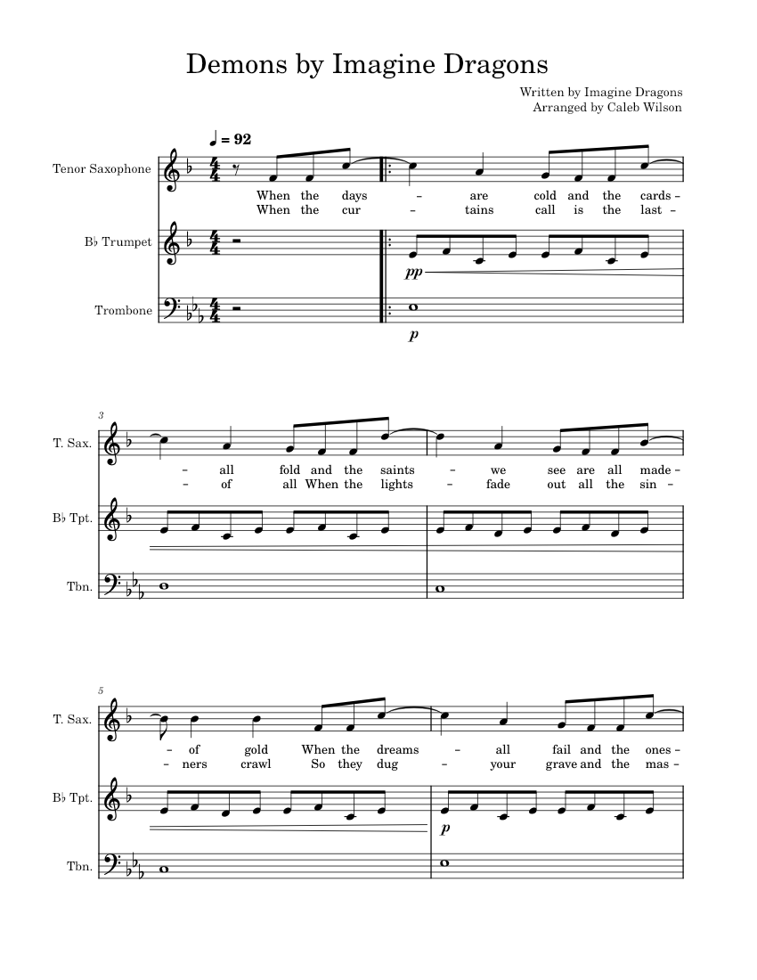 Demons – Imagine Dragons Demons_by_Imagine_Dragons Sheet music for ...