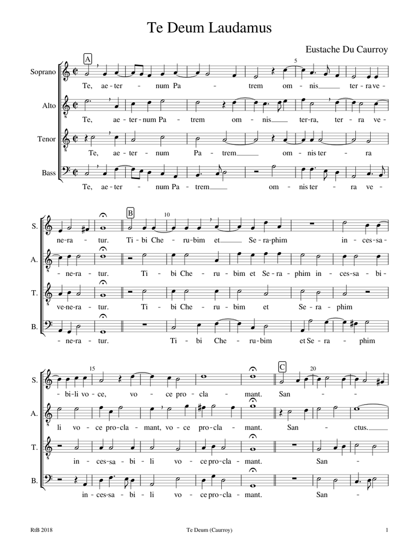 Te Deum Laudamus Sheet music for Soprano, Alto, Tenor, Bass voice (SATB) | Musescore.com